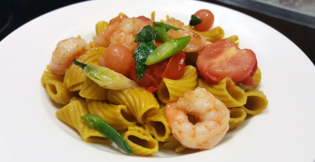 Fenchel Penne von Pastatelli mit Garnelen und Papya - ein Rezept von GeLeSi